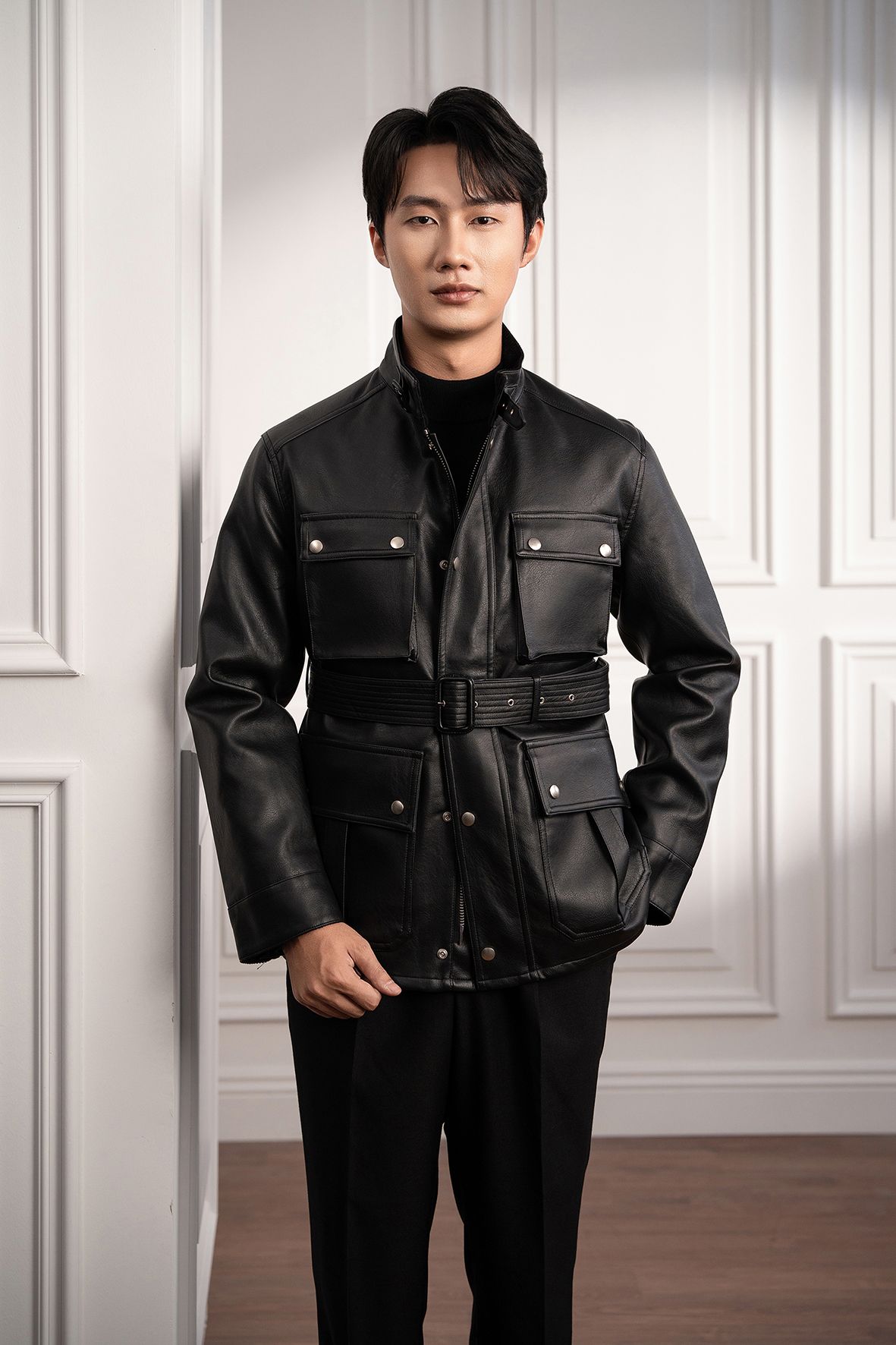 Áo khoác da đen trơn dáng thắt lưng - AK082 – ADAM STORE - Thương hiệu ...