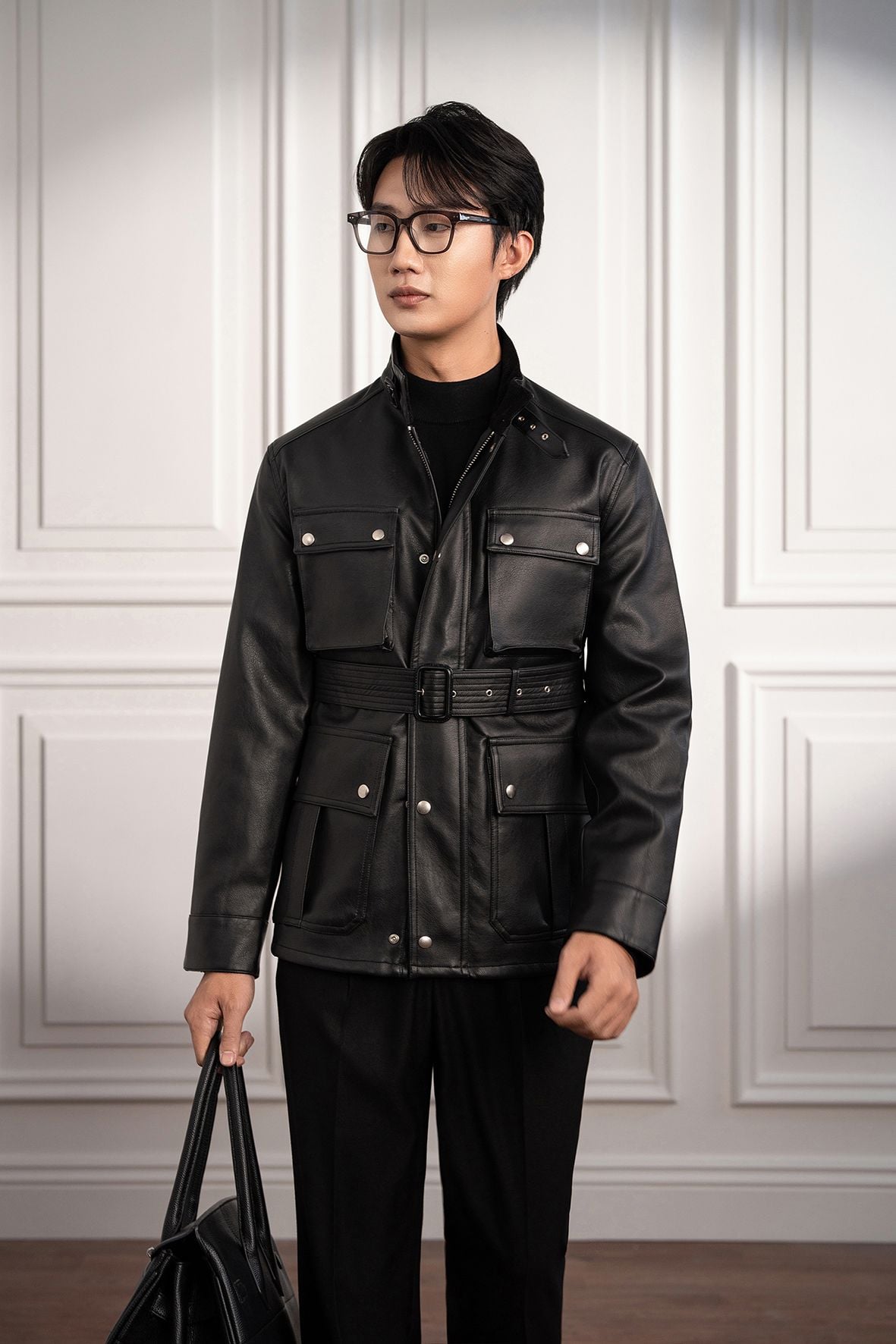 Áo khoác da đen trơn dáng thắt lưng - AK082 – ADAM STORE - Thương hiệu ...