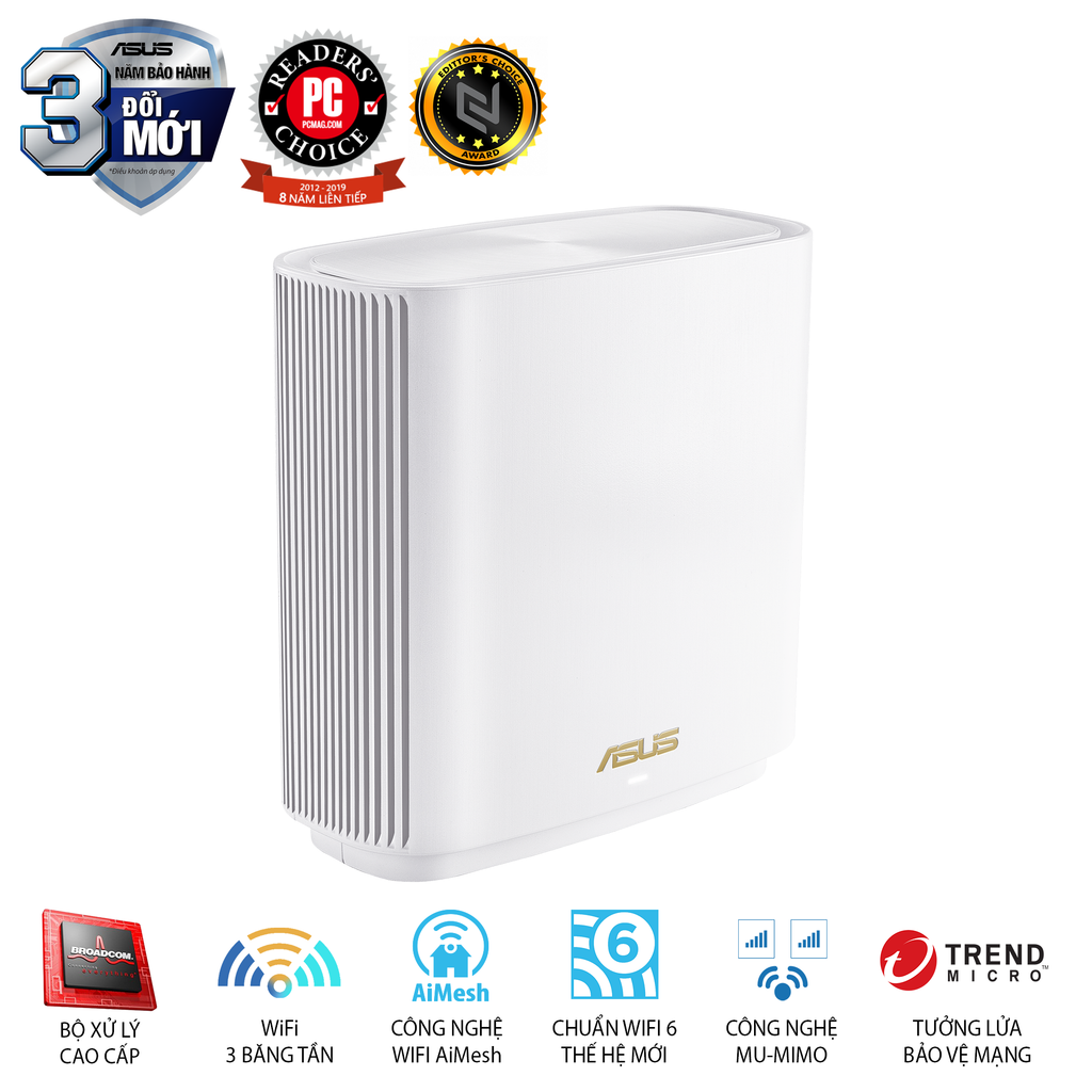 Bộ định tuyến MESH Asus ZenWiFi Router XT8 (W-2-PK), Chuẩn AX6000 ( 1
