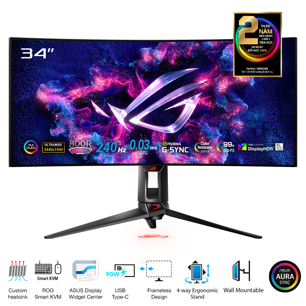 Màn hình cong Asus ROG Swift PG34WCDM 34" OLED 2K 240Hz USBC chuyên ga