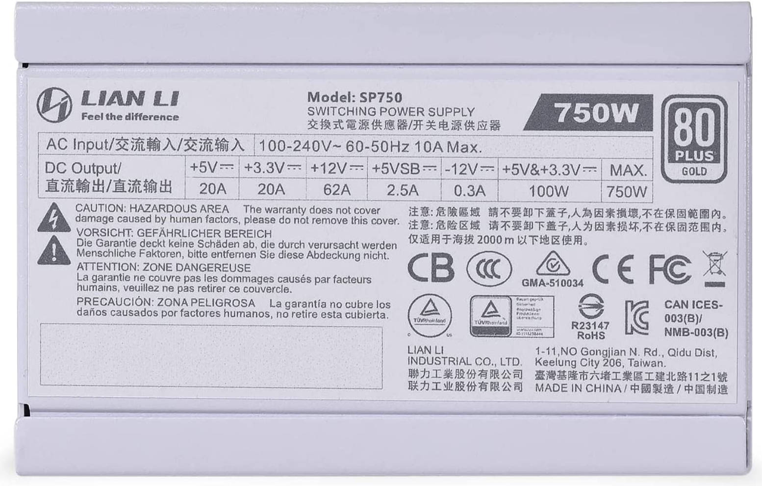 Nguồn Lian Li SP750 750W 80 Plus Gold Certified Power Supply, Fully Mo