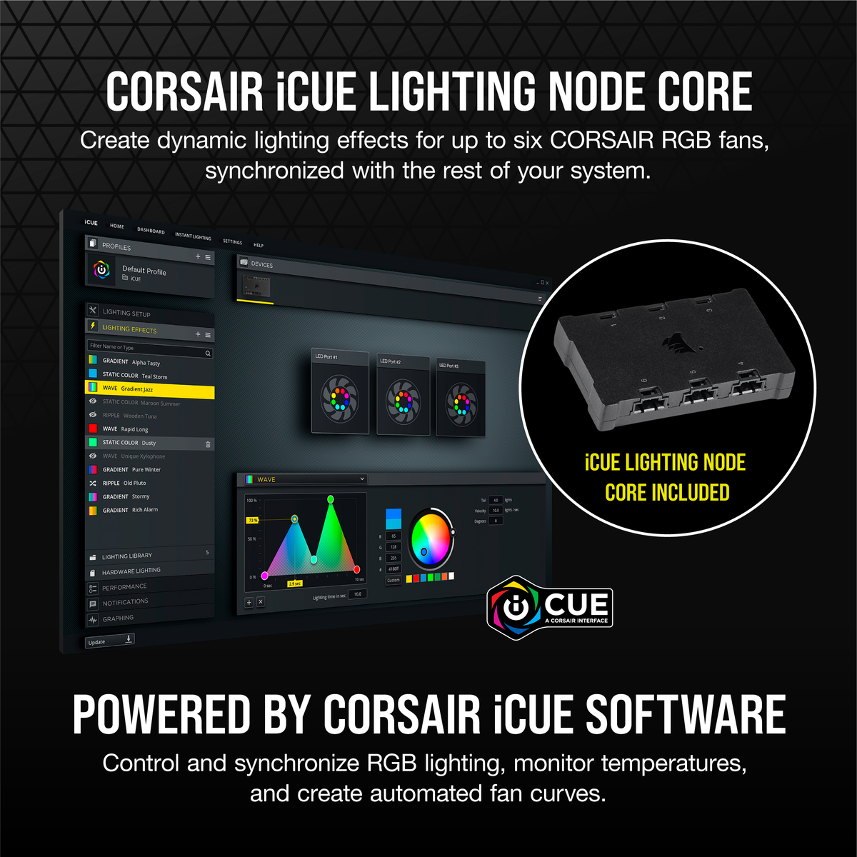 Fan Corsair iCUE SP120 RGB ELITE 120mm — Triple Pack with Lighting Nod