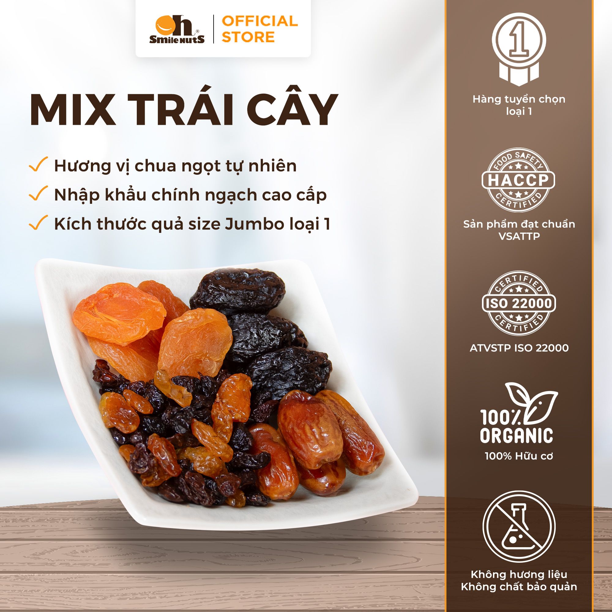 Mix Trái Cây Khô 6 Loại Smile Nuts Hủ 500g – Smile Nuts - Hạt Dinh ...