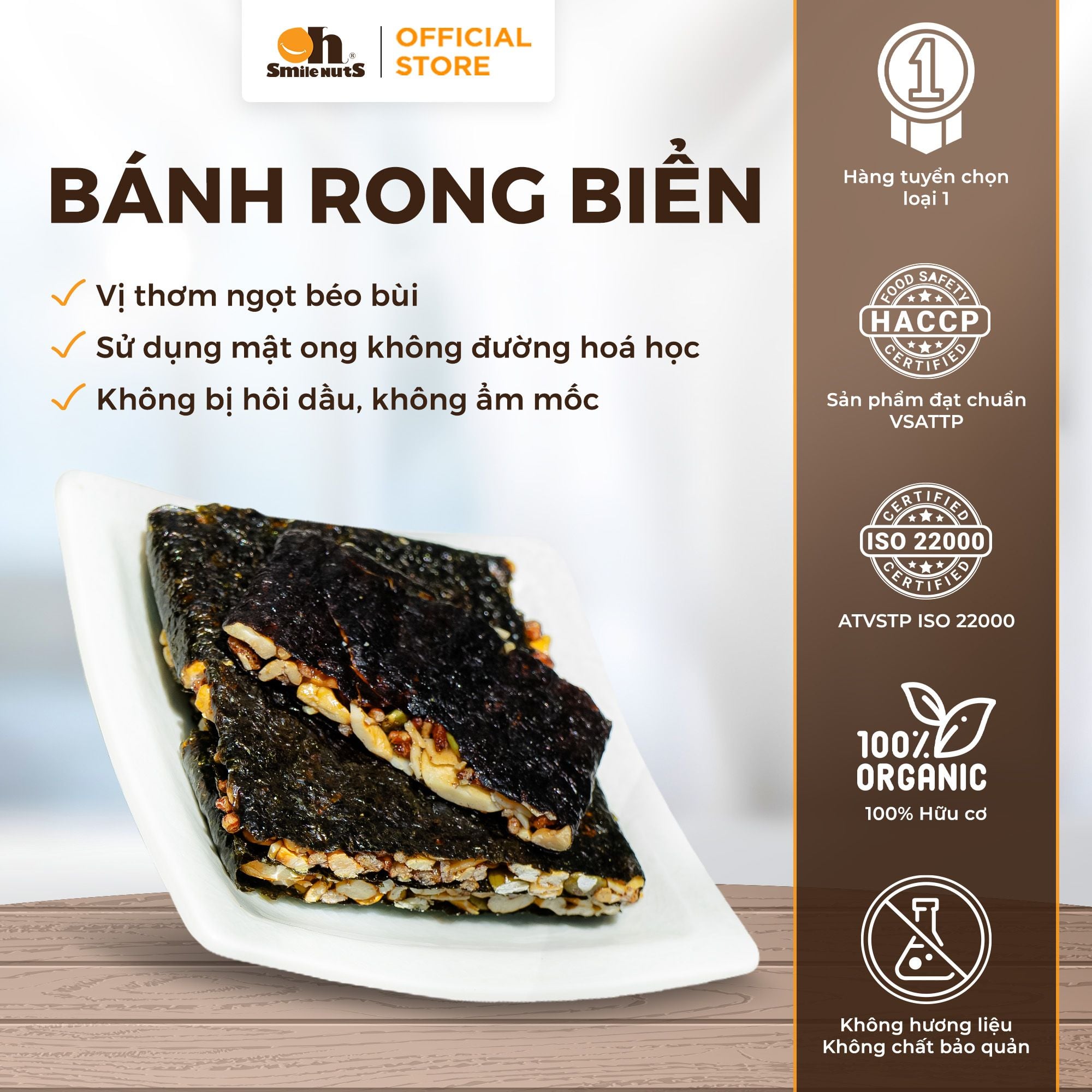 Bánh Rong Biển Kẹp Hạt Dinh Dưỡng Oh Smie Nuts - Túi 100 Gram – Smile ...