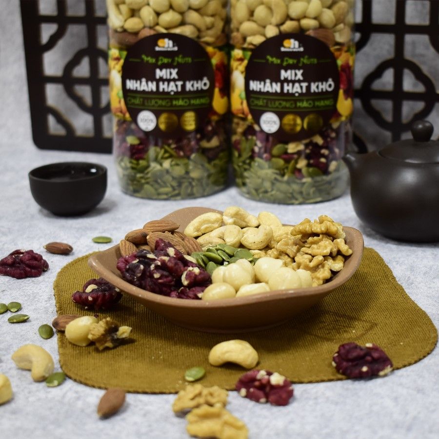 Mix Nhân Hạt Khô 6 Loại Oh Smile Nuts - Hủ 500g – Smile Nuts - Hạt Dinh ...