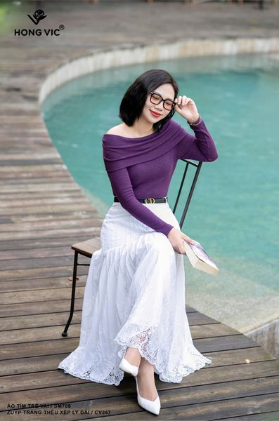 Áo tím trễ vai SM708 – hongvicfashion