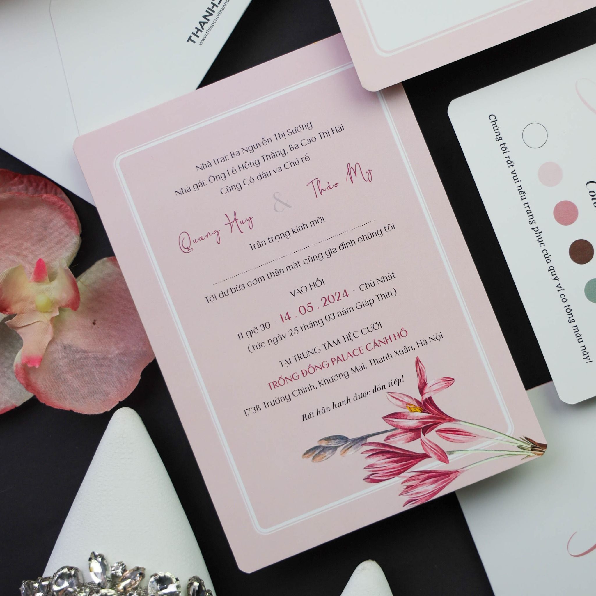 Thiệp Cưới Hoa Thanh Nhã – Graceful Pink Wedding Card ∞ TD-B0029 ...