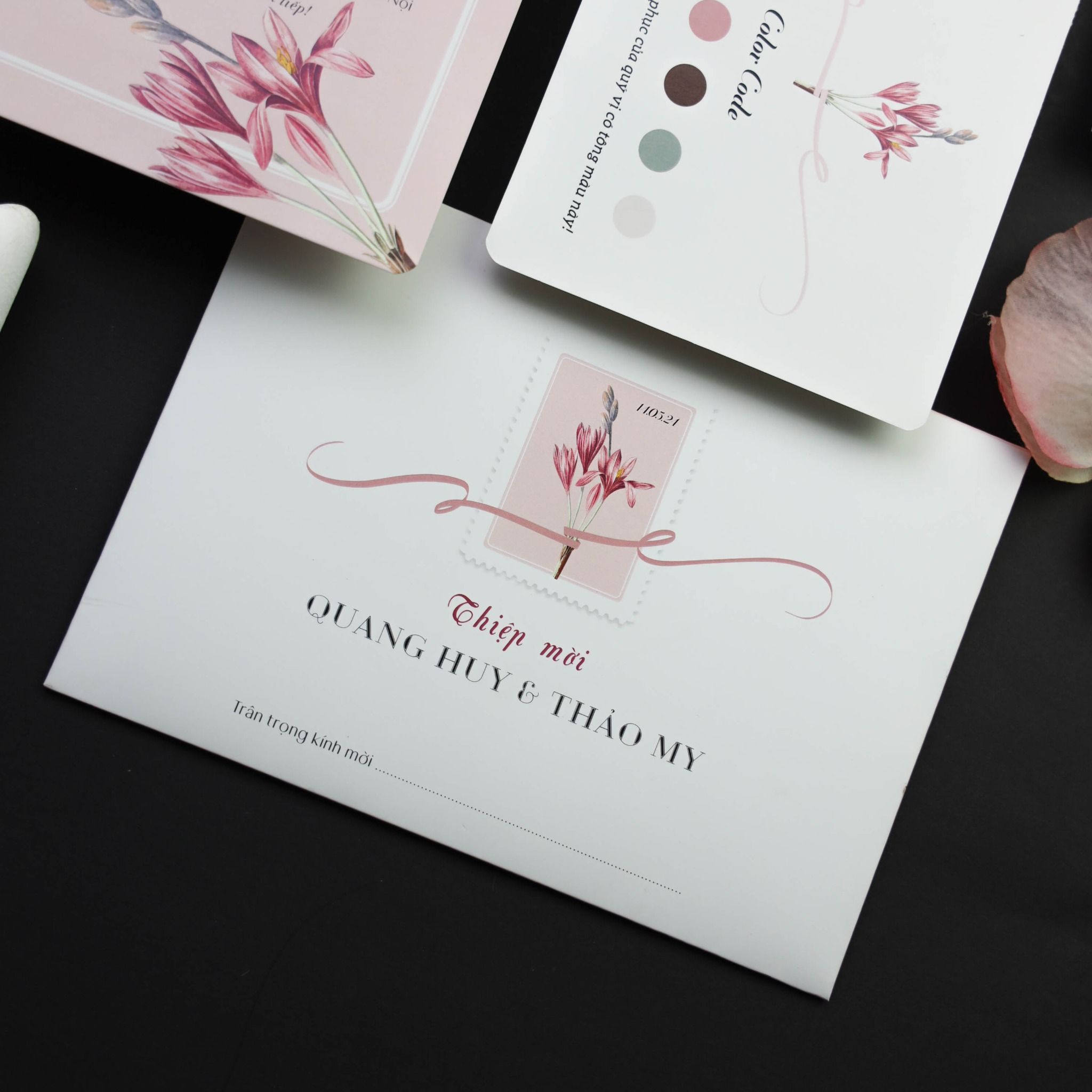 Thiệp Cưới Hoa Thanh Nhã – Graceful Pink Wedding Card ∞ TD-B0029 ...