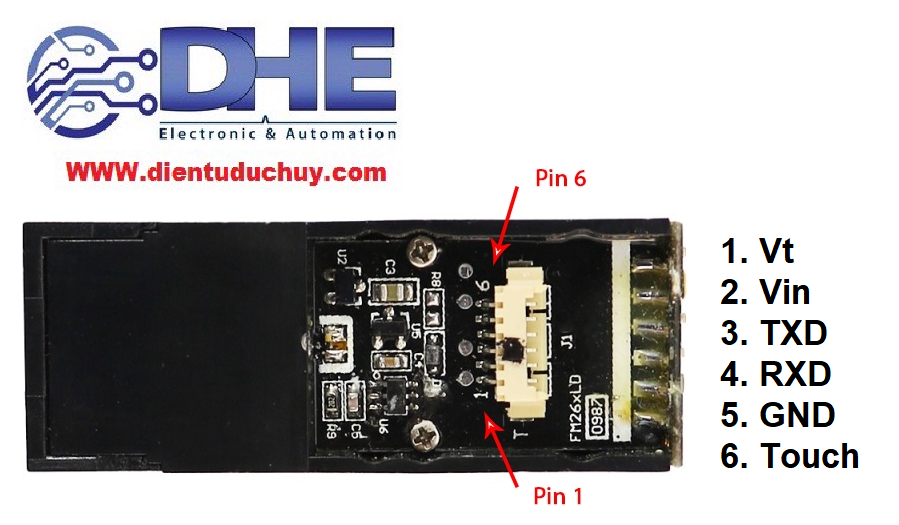 CẢM BIẾN NHẬN DẠNG VÂN TAY R308 ĐIỆN ÁP 4.4V~6V/DC LƯU TRỮ ĐƯỢC 500 VÂ ...