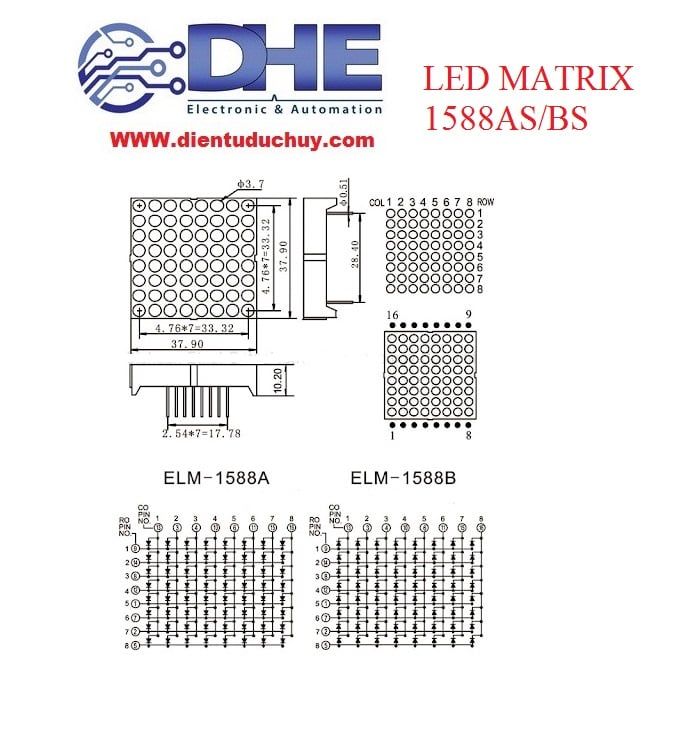 LED MA TRẬN ĐIỂM (MATRIX) - 1088(3MM, 32 x 32mm) , 1588(3.75MM, 38 x 3 – LINH KIỆN ĐIỆN TỬ ĐỨC ...