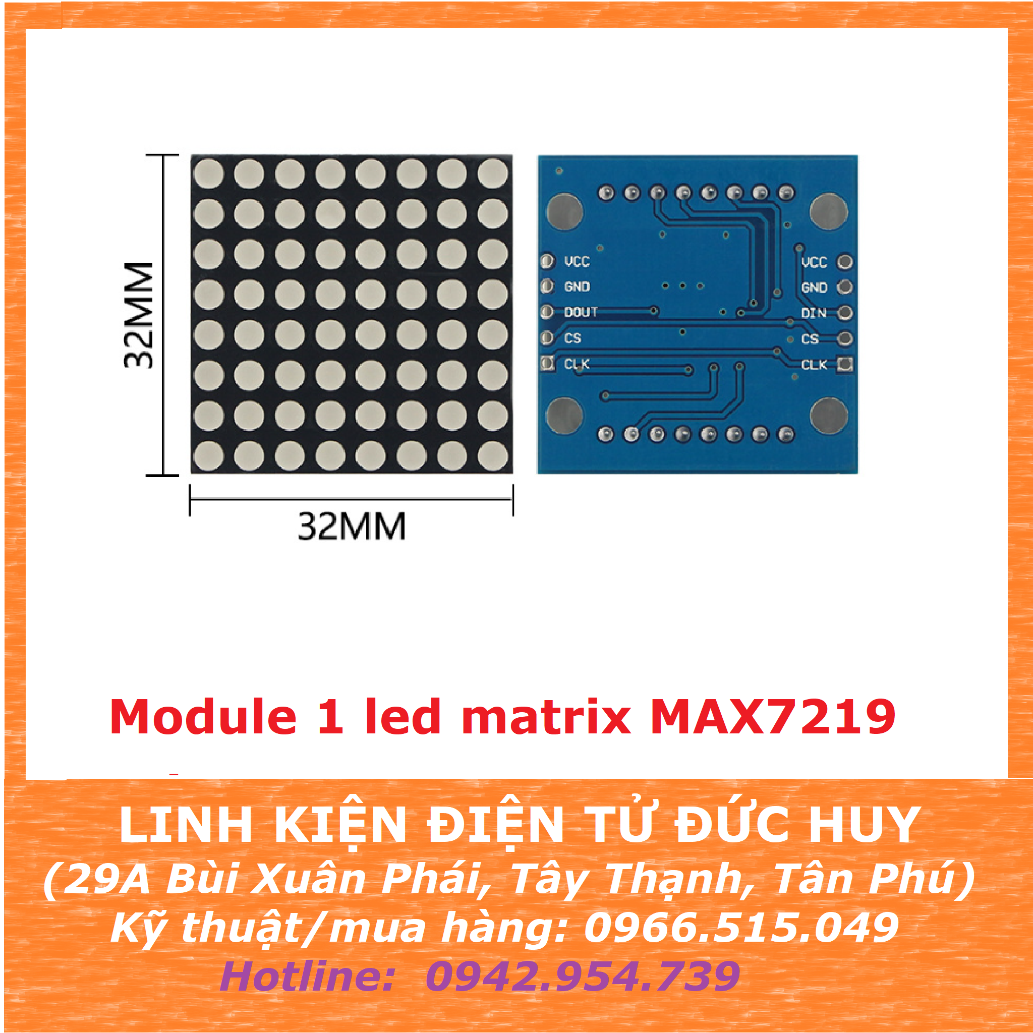 MODULE 1 LED MA TRẬN MAX7219 MÀU ĐỎ – LINH KIỆN ĐIỆN TỬ ĐỨC HUY (29A ...