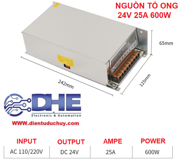 NGUỒN TỔ ONG 24V 25A 600W – LINH KIỆN ĐIỆN TỬ ĐỨC HUY (29A BÙI XUÂN PHÁI)