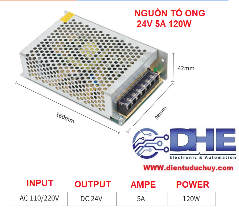Nguồn xung tổ ong AC220V 24VDC 5Ampe 120W – LINH KIỆN ĐIỆN TỬ ĐỨC HUY ...