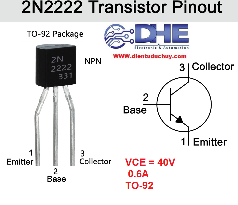 2N2222 TRANSISTOR NPN TO-92 – LINH KIỆN ĐIỆN TỬ ĐỨC HUY (29A BÙI XUÂN PHÁI)