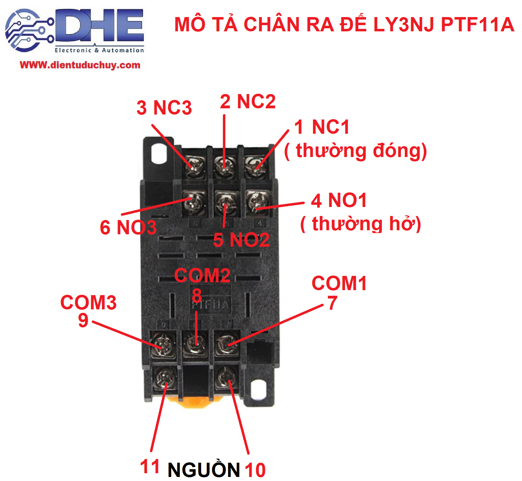 LY3NJ PTF11A - ĐẾ RELAY 11 CHÂN, 10A – LINH KIỆN ĐIỆN TỬ ĐỨC HUY (29A ...