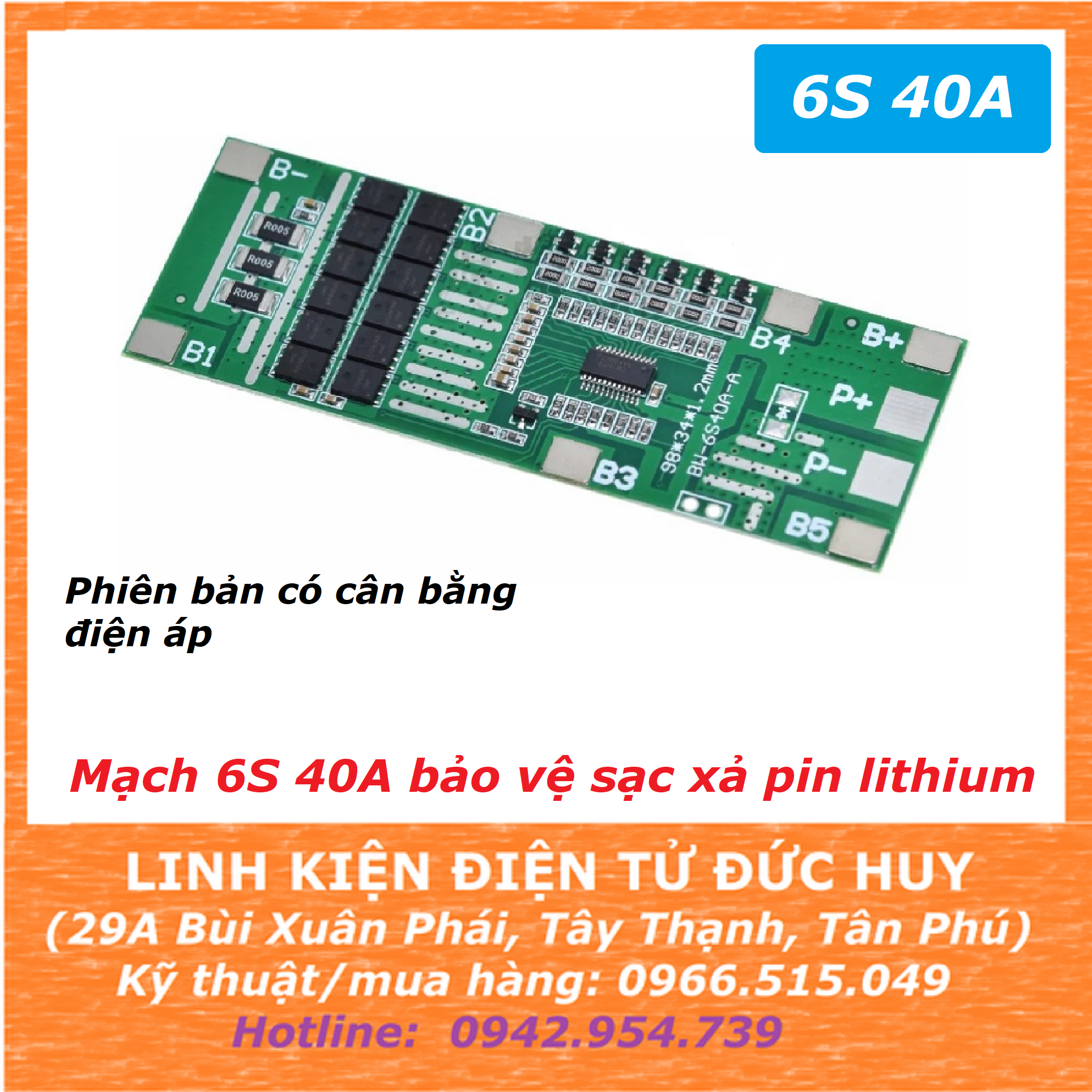 Mạch 6S 22.2V 40A bảo vệ sạc xả pin lithium – LINH KIỆN ĐIỆN TỬ ĐỨC HUY ...