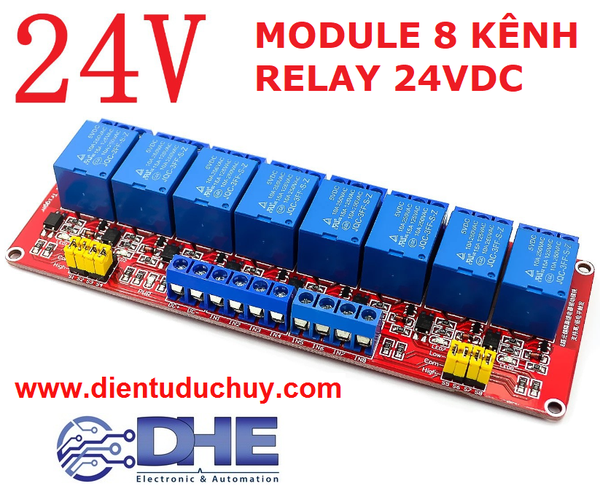 Module 8 relay 24V 10A có jumper kích High/Low trigger opto cách ly ...
