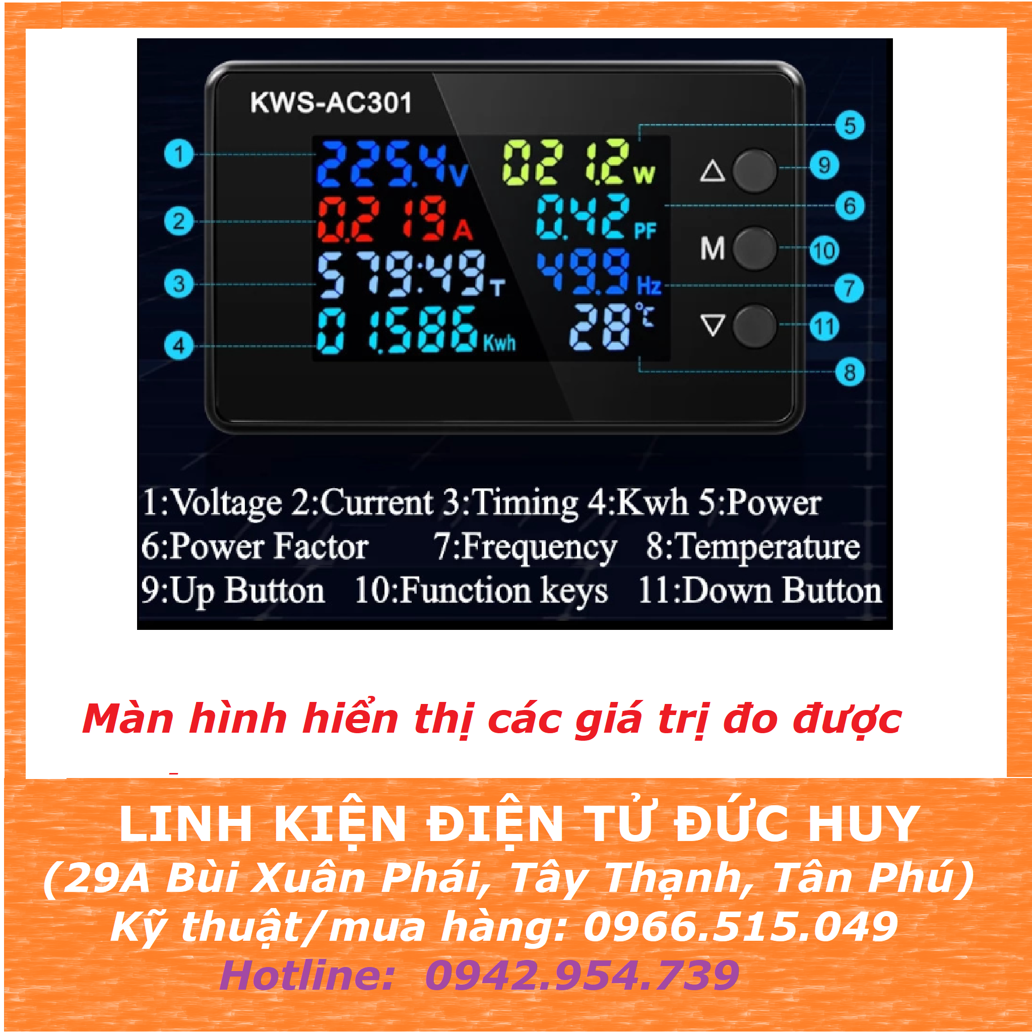 KWS AC301 Đồng hồ đo kỹ thuật số vạn năng Wat kế, Ampe kế, Volt kế AC – LINH KIỆN ĐIỆN TỬ ĐỨC ...