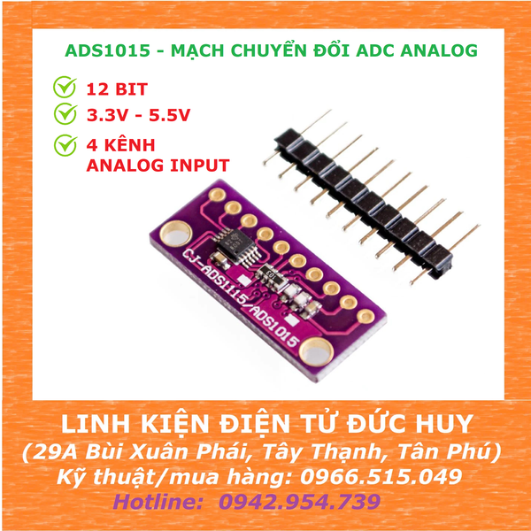 ADS1015 MẠCH CHUYỂN ĐỔI ANALOG 12BIT – LINH KIỆN ĐIỆN TỬ ĐỨC HUY (29A BÙI XUÂN PHÁI)