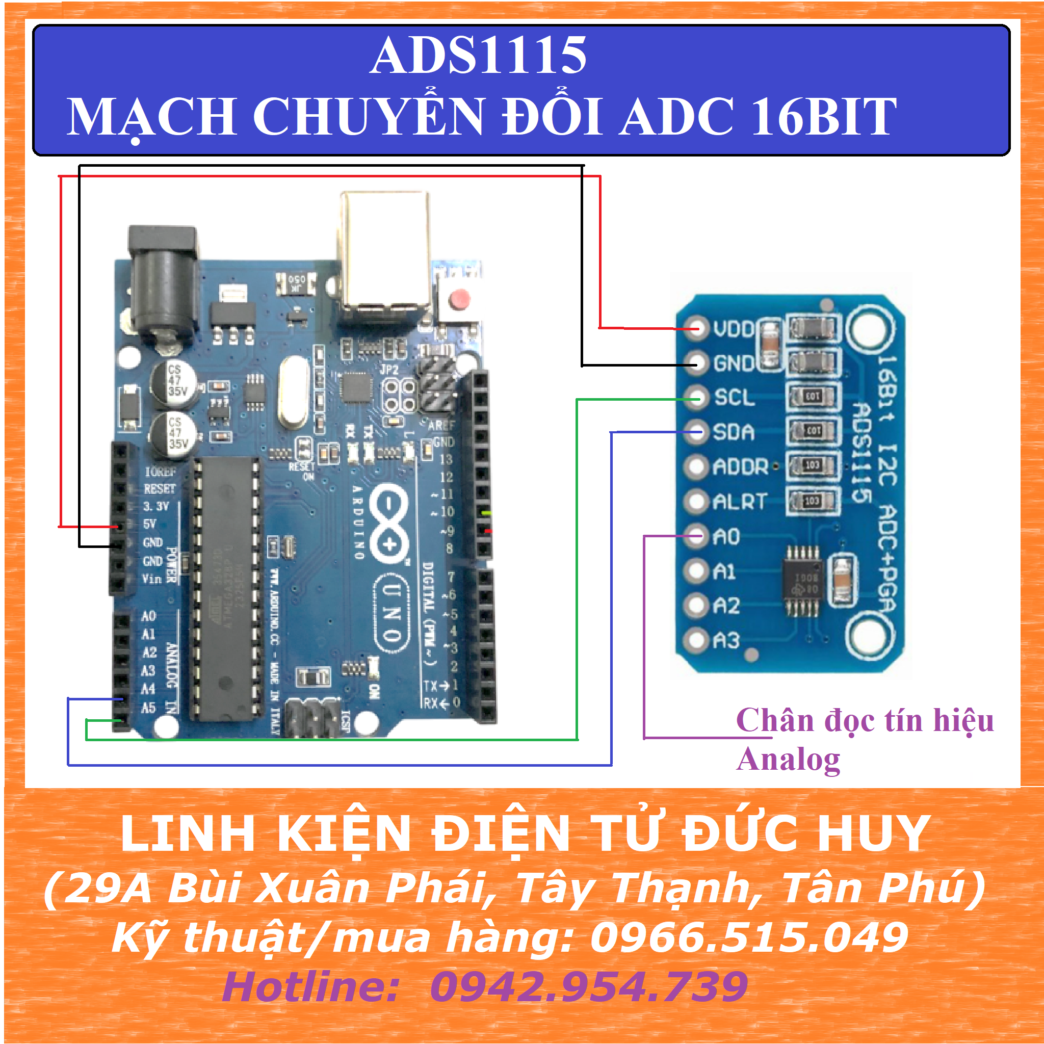 ADS1115 MẠCH CHUYỂN ADC 16BIT GIAO TIẾP I2C – LINH KIỆN ĐIỆN TỬ ĐỨC HUY (29A BÙI XUÂN PHÁI)