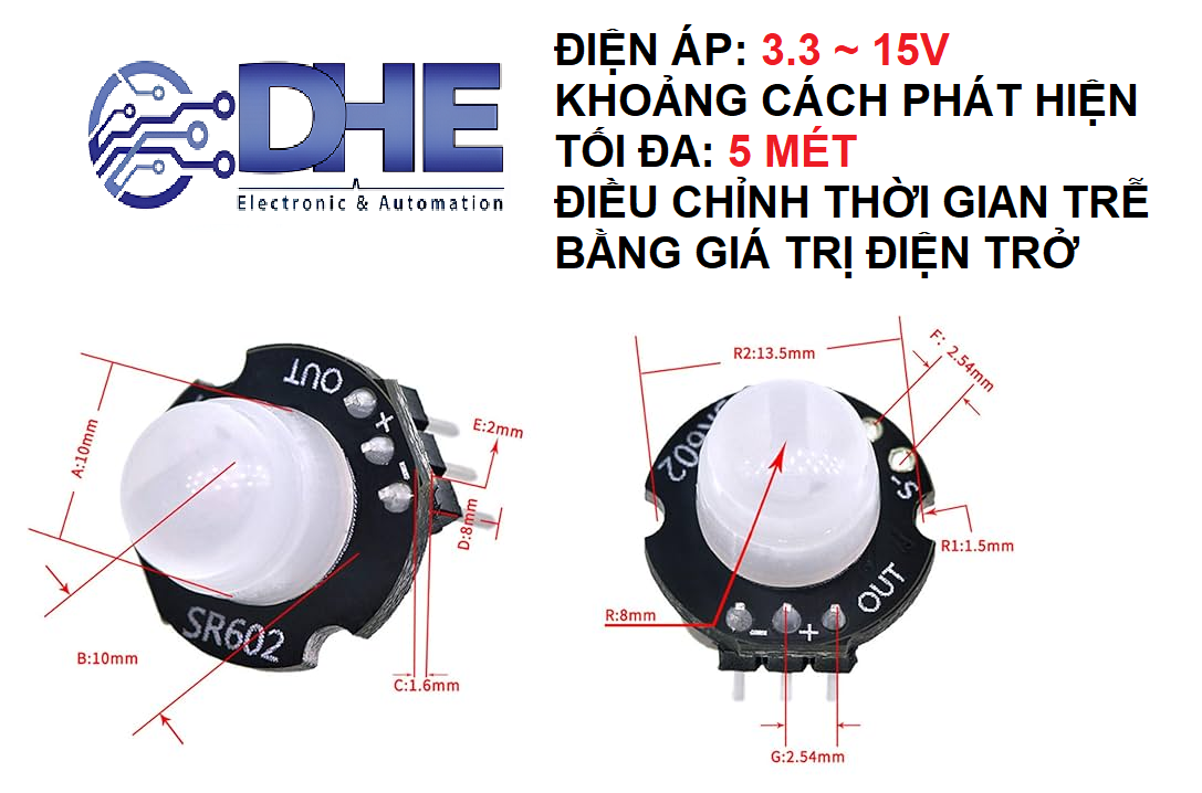 SR602 CẢM BIẾN THÂN NHIỆT PIR CHUYỂN ĐỘNG – LINH KIỆN ĐIỆN TỬ ĐỨC HUY (29A BÙI XUÂN PHÁI)