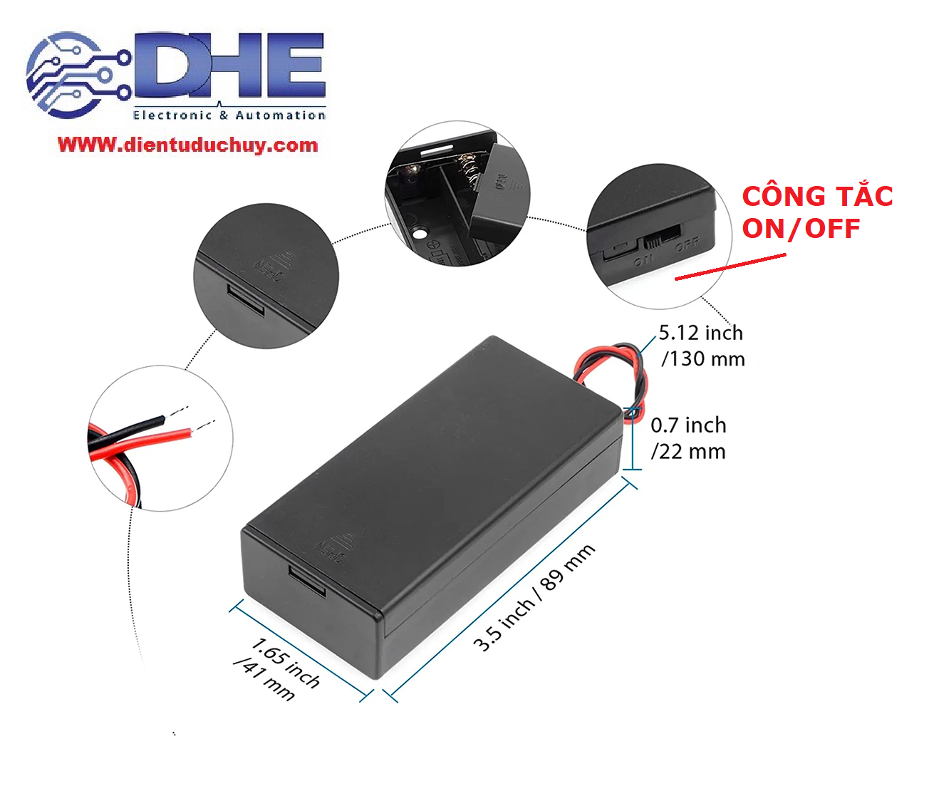 ĐẾ PIN 2 CELL 18650 CÓ NẮP ĐẬY, CÔNG TẮC ON/OFF – LINH KIỆN ĐIỆN TỬ ĐỨC ...