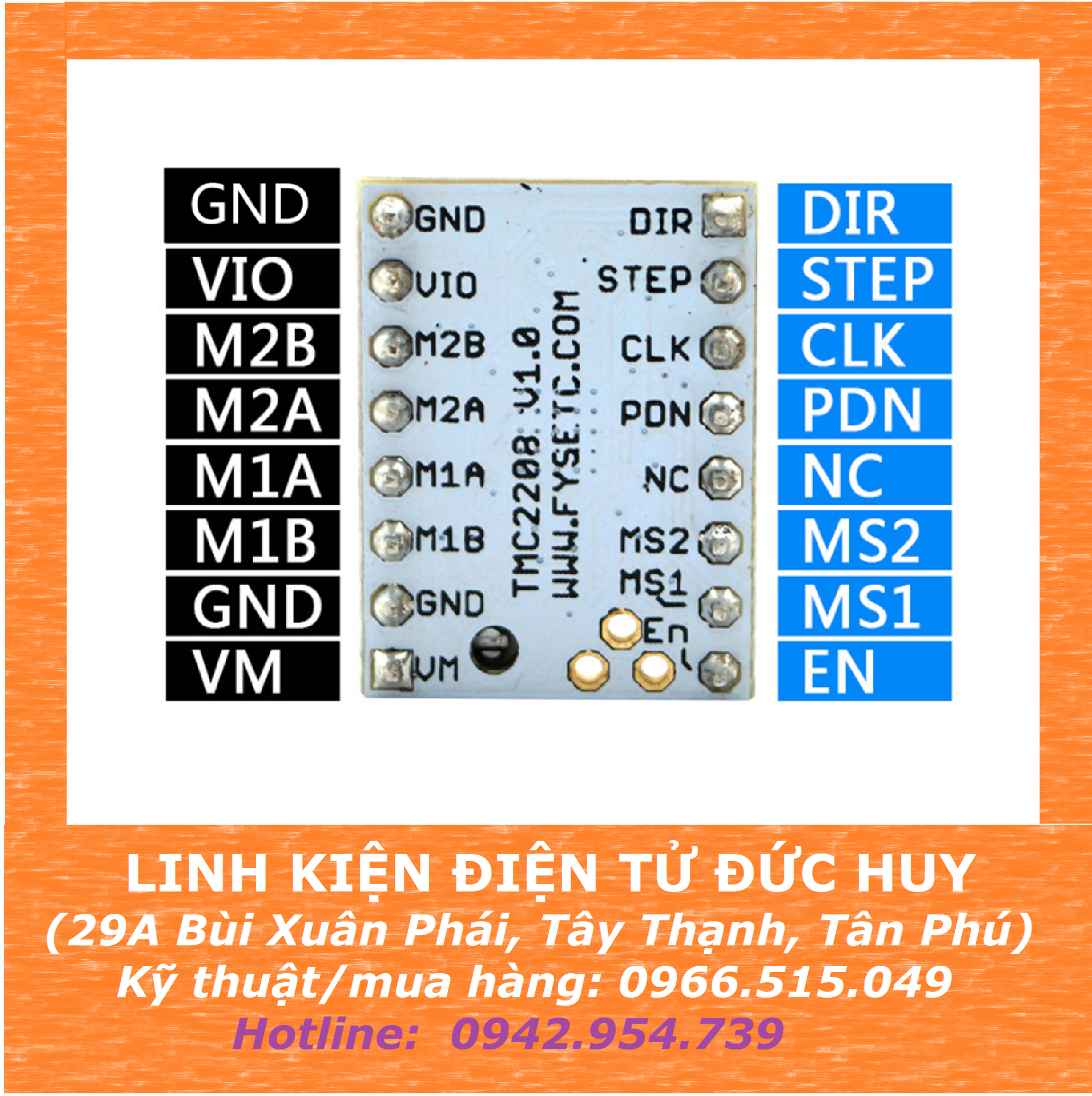 TMC2208 STEPPER DRIVER ĐIỀU KHIỂN ĐỘNG CƠ BƯỚC (CÓ TẢN NHIỆT) – LINH ...