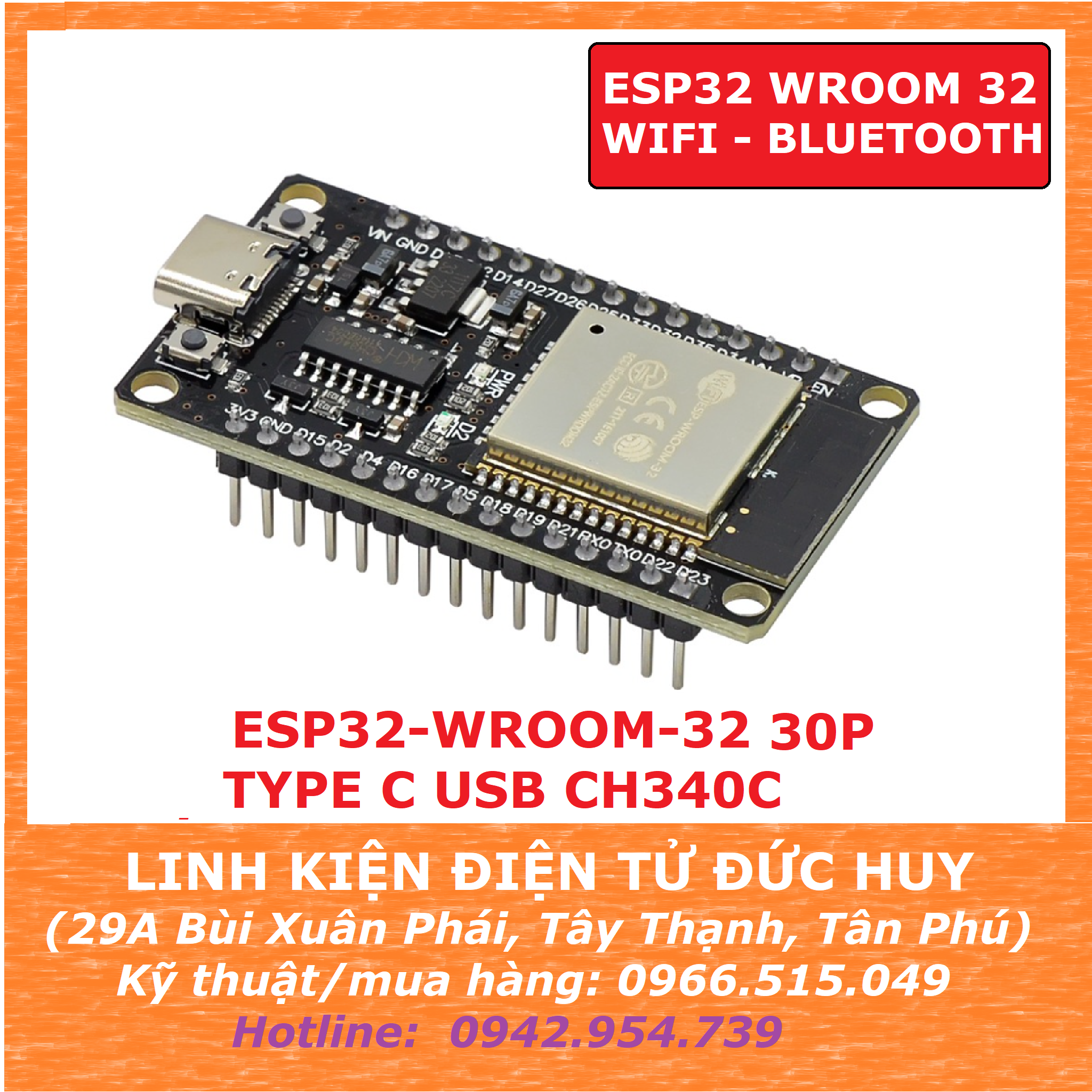 ESP32 WROOM 32 30P CP2102 USB TYPE C WIFI + BLUETOOTH – LINH KIỆN ĐIỆN ...