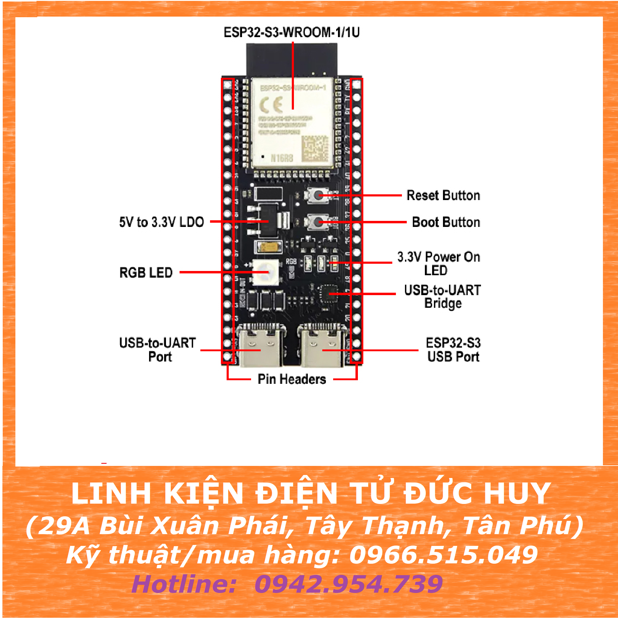 ESP32-S3 N16R8 ESP32-S3-DevKitC-1 – LINH KIỆN ĐIỆN TỬ ĐỨC HUY (29A BÙI ...