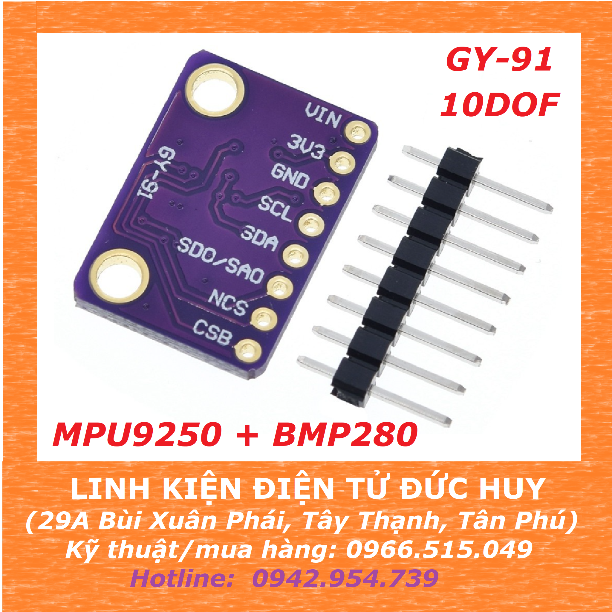 MODULE GY-91 GY91 MPU9250 BMP280 10DOF (phiên bản không AK8963) – LINH KIỆN ĐIỆN TỬ ĐỨC HUY (29A ...