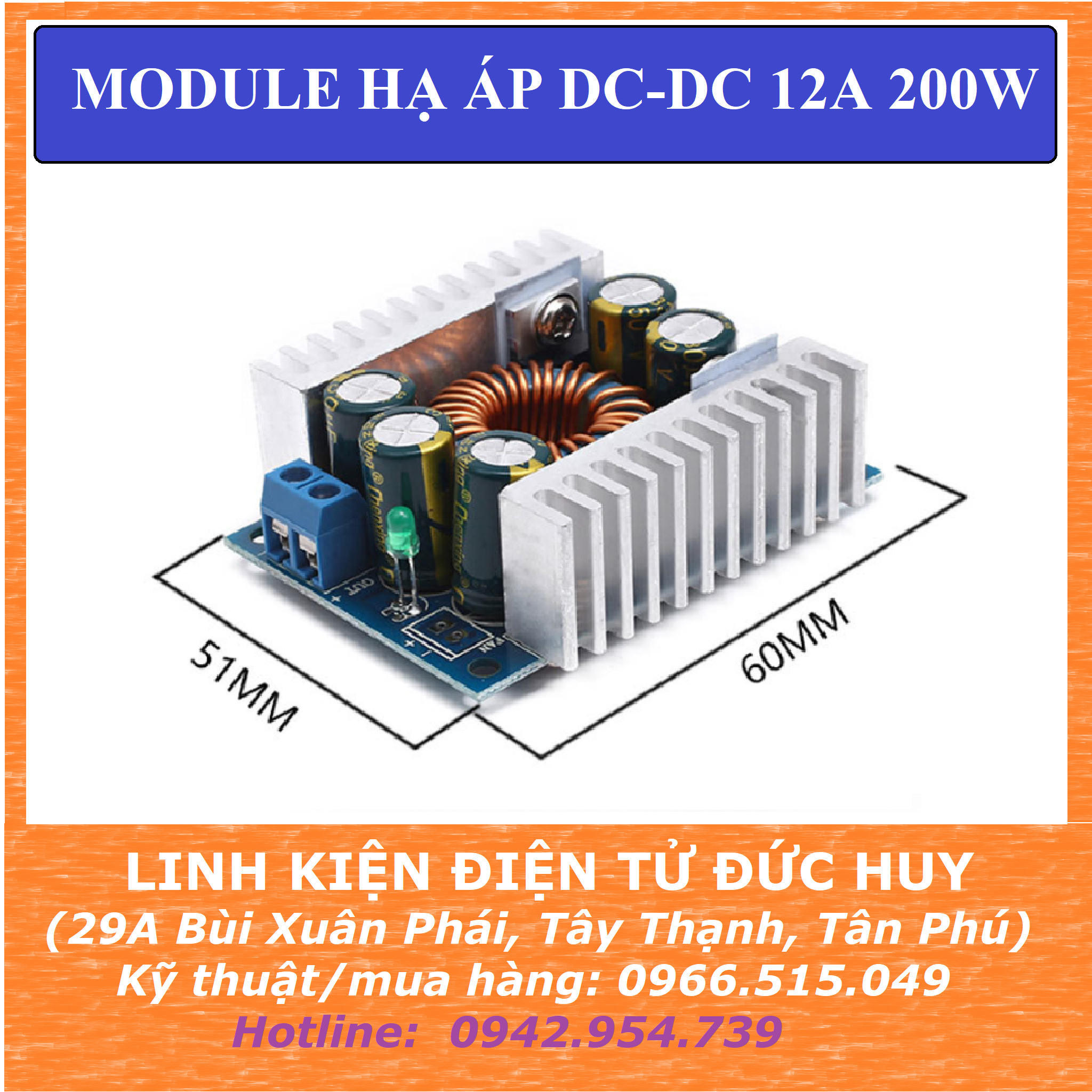 MODULE MẠCH HẠ ÁP DC-DC 12A 200W – LINH KIỆN ĐIỆN TỬ ĐỨC HUY (29A BÙI XUÂN PHÁI)