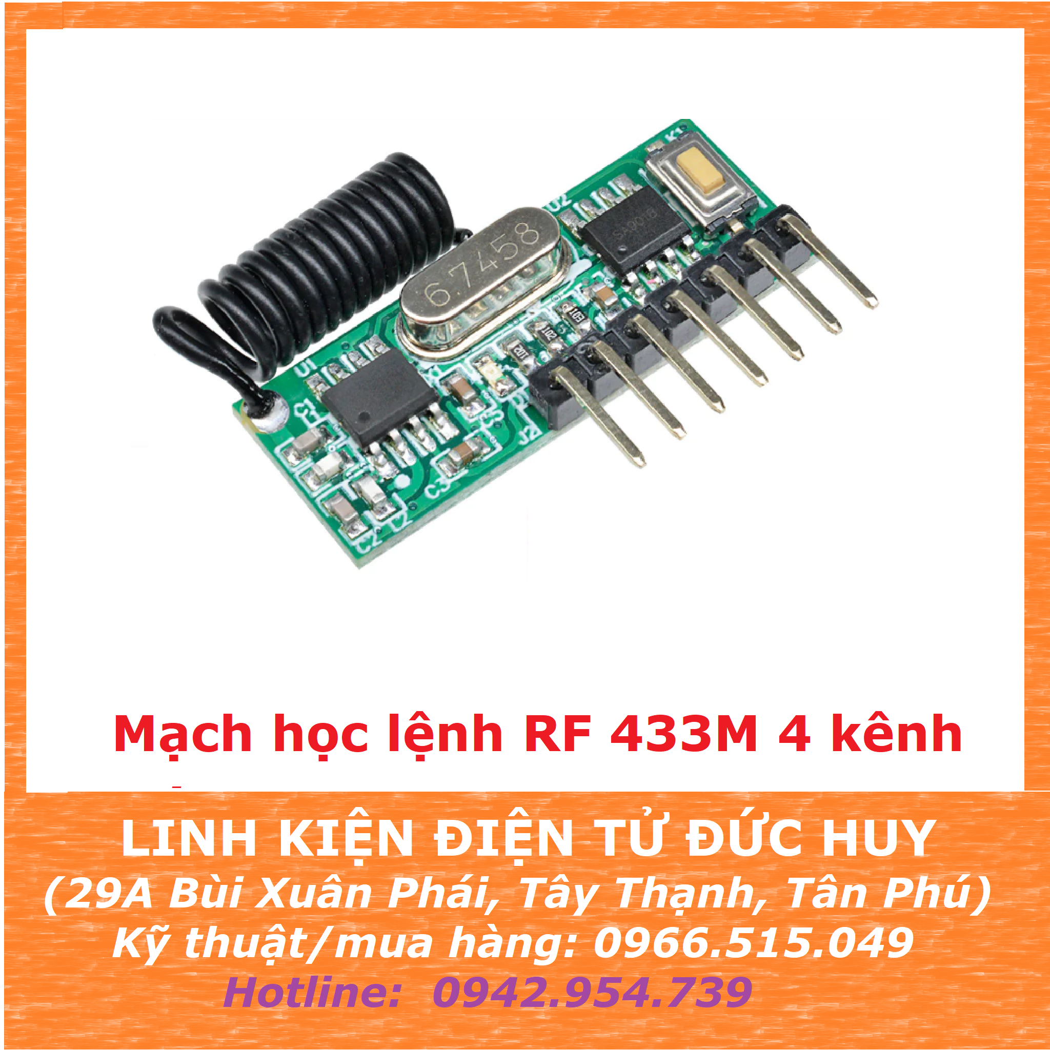Mạch học lệnh 4 kênh RF 433MHZ R04B – LINH KIỆN ĐIỆN TỬ ĐỨC HUY (29A BÙI XUÂN PHÁI)