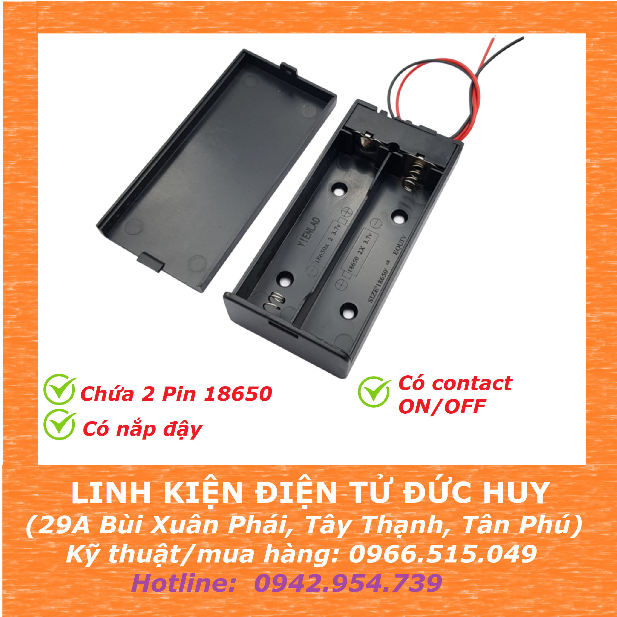 ĐẾ PIN 2 CELL 18650 CÓ NẮP ĐẬY, CÔNG TẮC ON/OFF – LINH KIỆN ĐIỆN TỬ ĐỨC ...