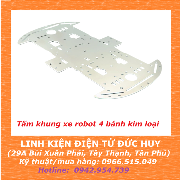 Khung xe robot 4 bánh kim loại, hợp kim nhôm – LINH KIỆN ĐIỆN TỬ ĐỨC HUY (29A BÙI XUÂN PHÁI)