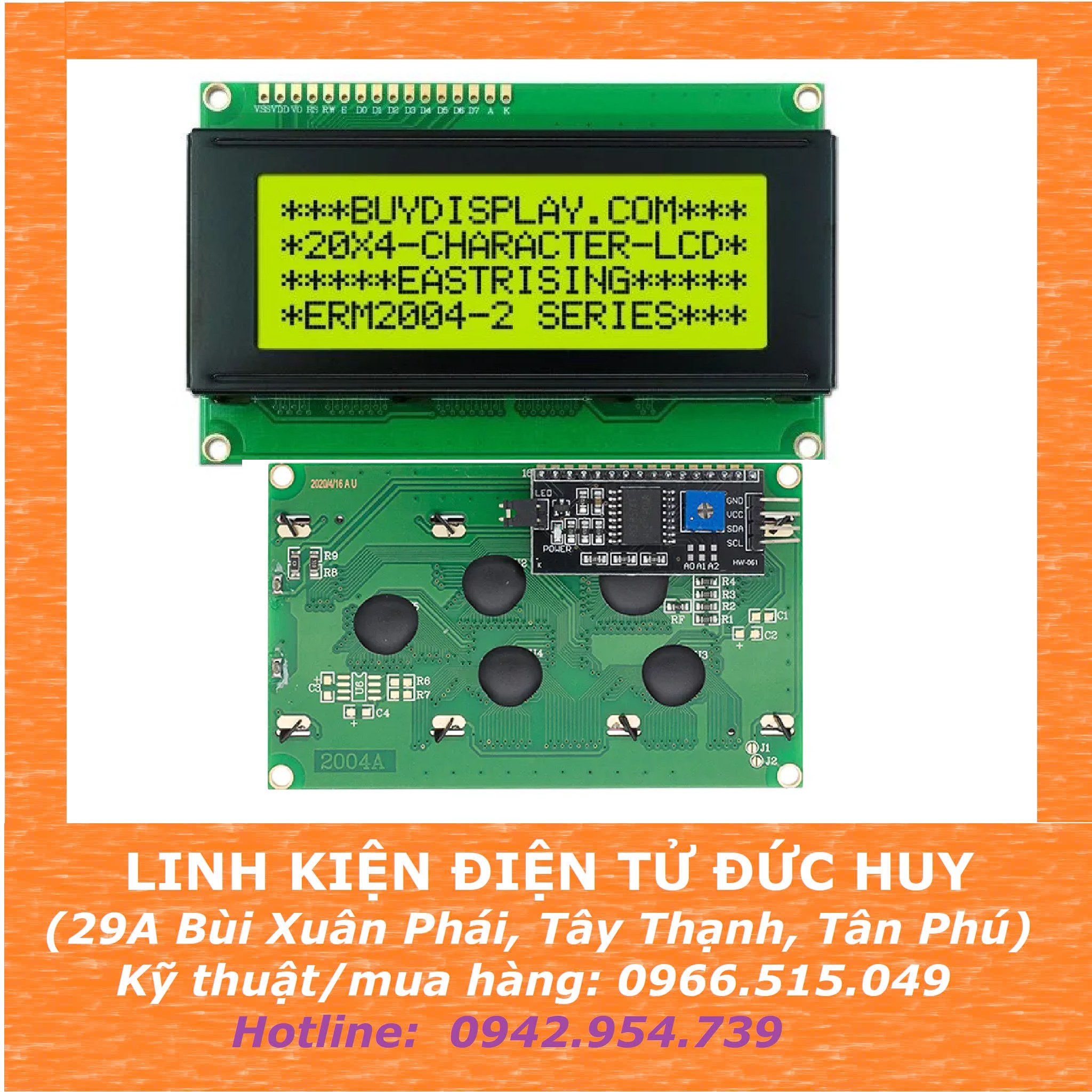 MÀN HÌNH LCD2004 + I2C, ĐIỆN ÁP 5V – LINH KIỆN ĐIỆN TỬ ĐỨC HUY (29A BÙI ...
