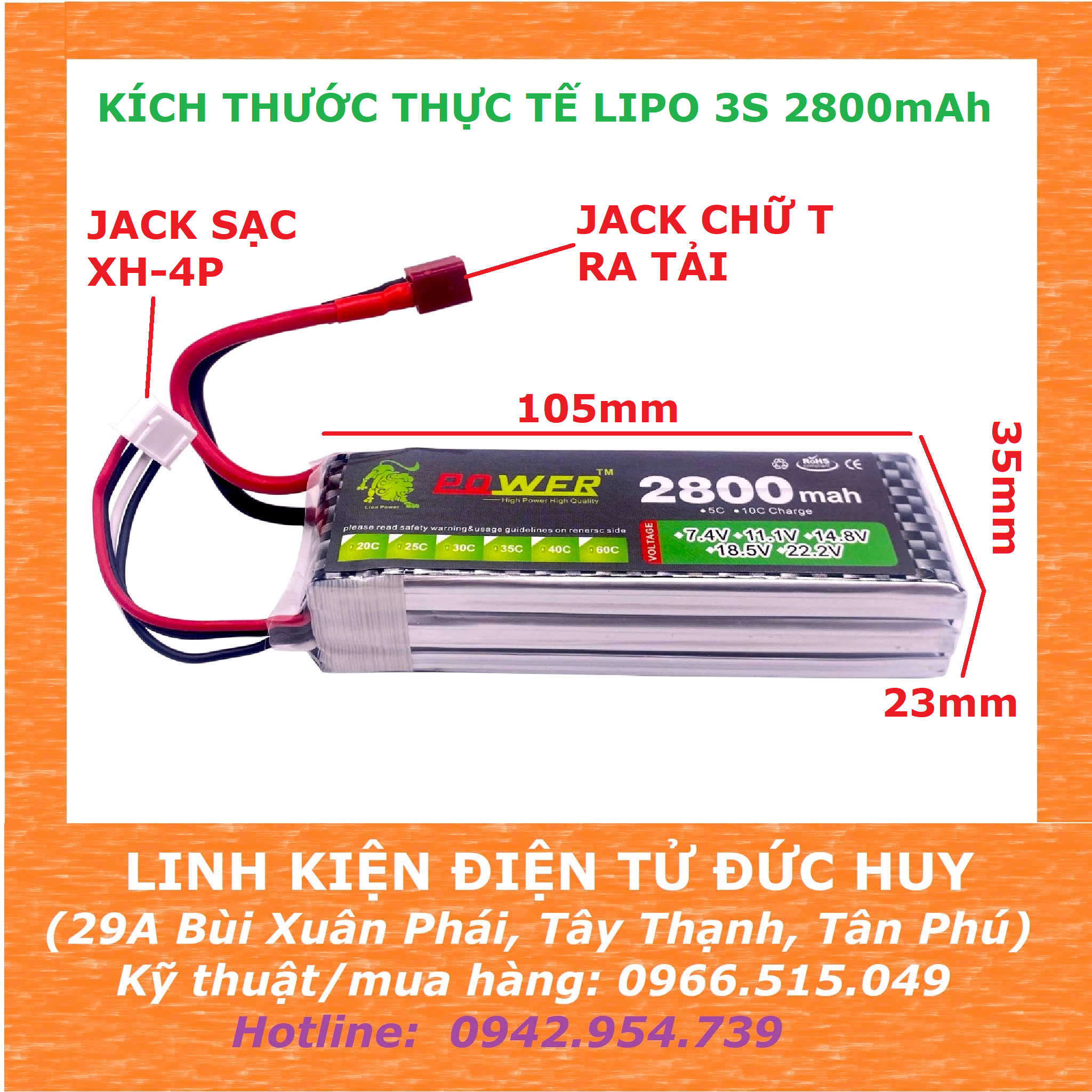PIN LIPO 3S 11.1V 2800maH – LINH KIỆN ĐIỆN TỬ ĐỨC HUY (29A BÙI XUÂN PHÁI)