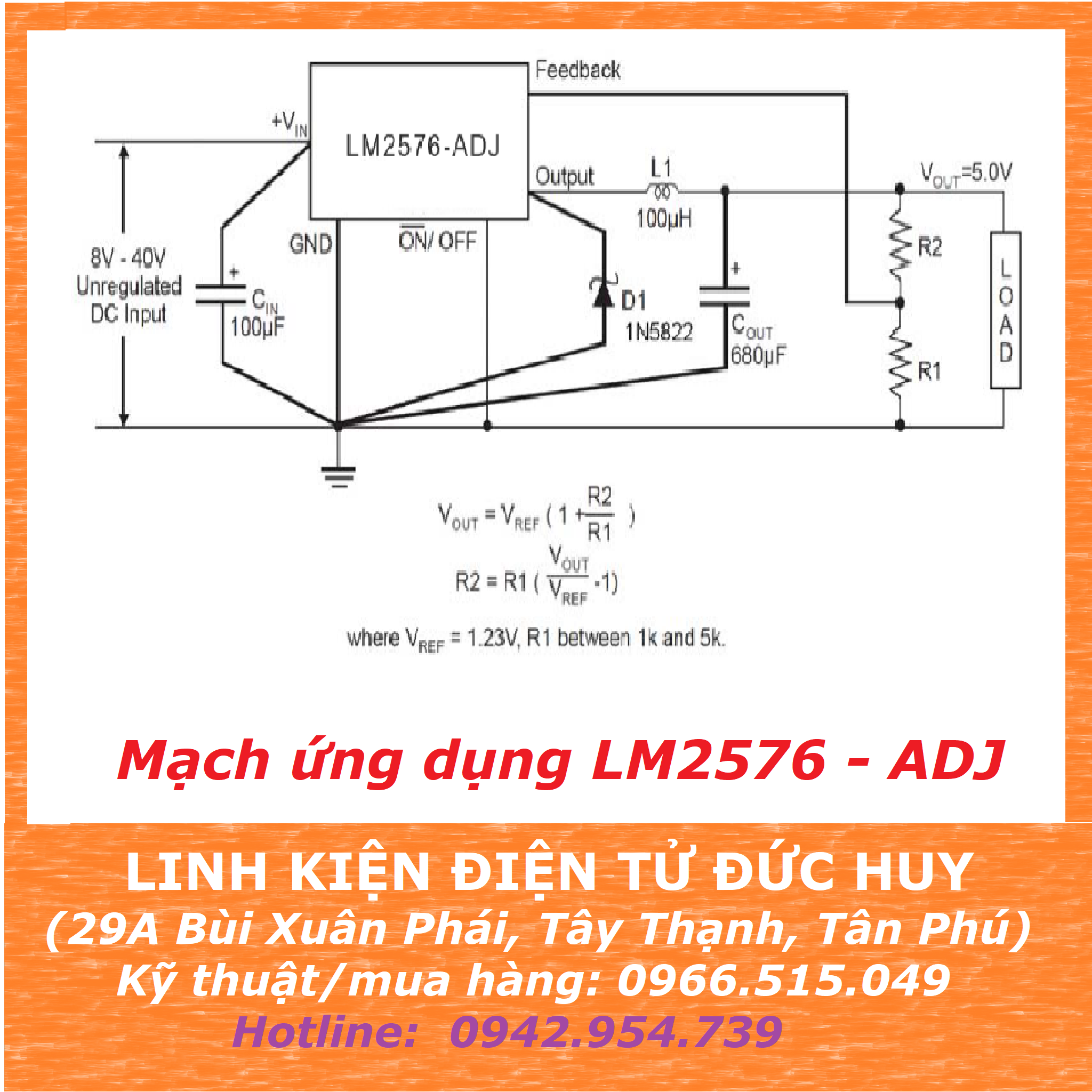 LM2576S ADJ switching buck converter TO-263, DÒNG TẢI 3A – LINH KIỆN ĐIỆN TỬ ĐỨC HUY (29A BÙI ...