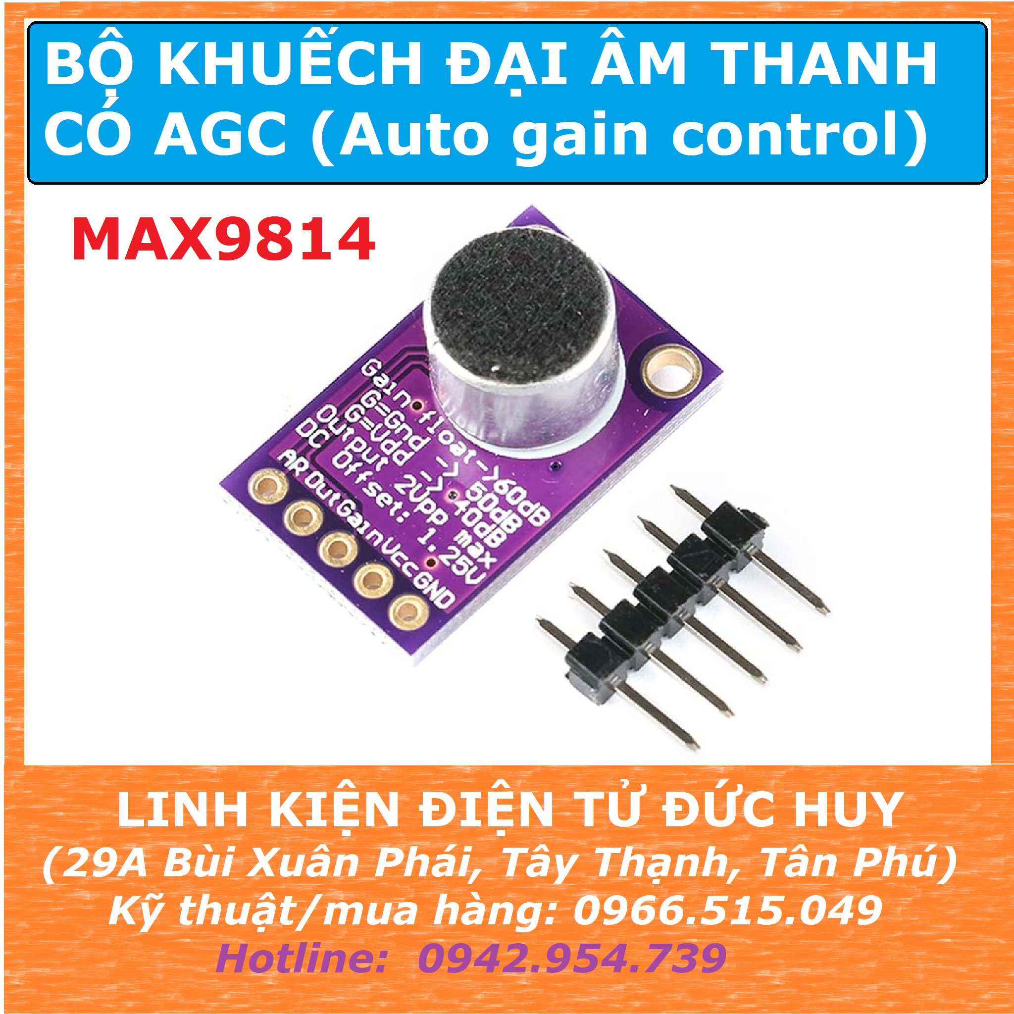 MAX9814 mạch tiền khuếch đại âm thanh Micro có bộ AGC (auto gain contr – LINH KIỆN ĐIỆN TỬ ĐỨC ...