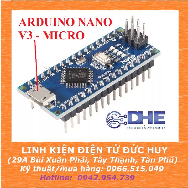 ARDUINO NANO V3 - MICRO USB (Hàn chân sẵn) – LINH KIỆN ĐIỆN TỬ ĐỨC HUY ...