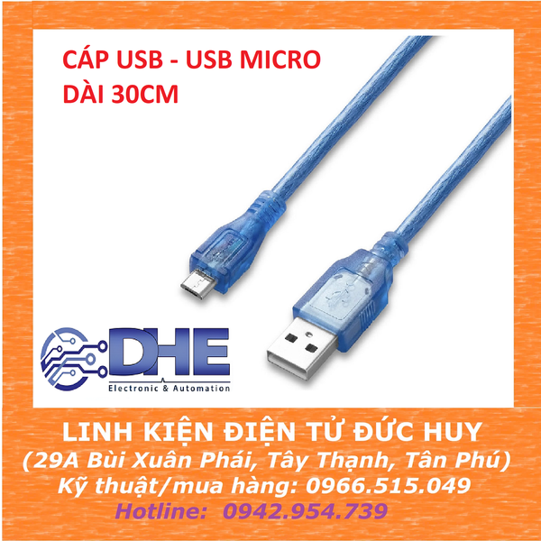 Cáp USB MICRO 30cm nạp code (Arduino ESP8266, ESP32) – LINH KIỆN ĐIỆN ...
