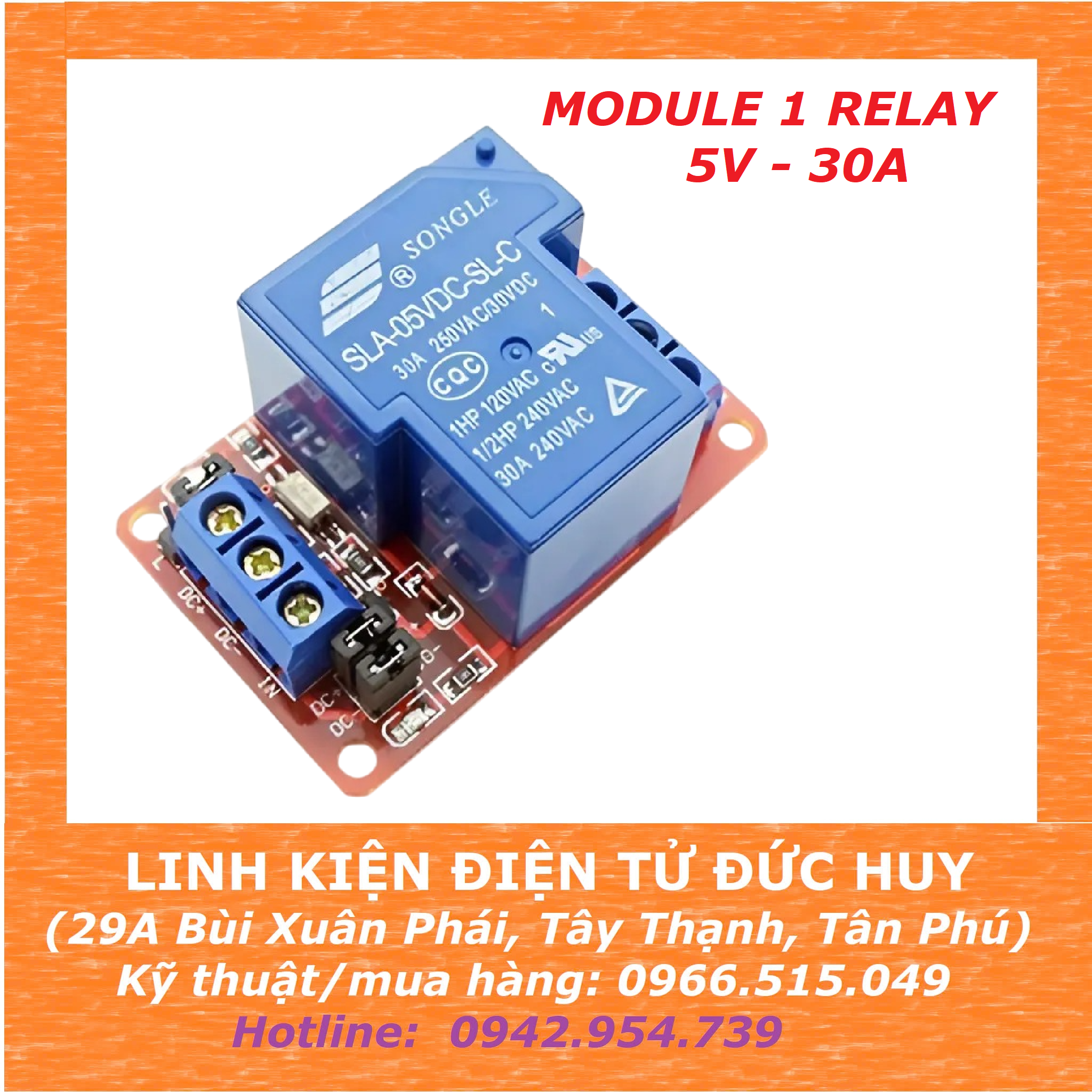 Module 1 relay 5V-30A có jumper kích High/Low trigger opto cách ly ...