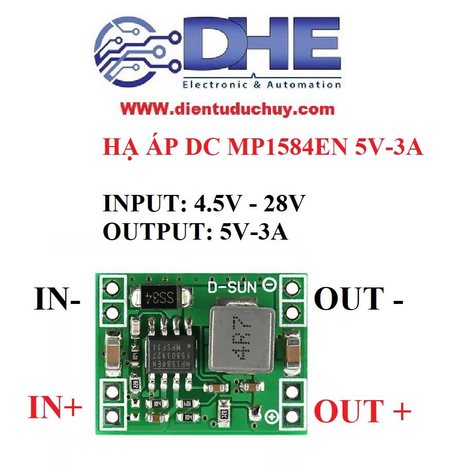 MP1584EN MẠCH HẠ ÁP/GIẢM ÁP DC 5V/DC - 3A ( KHÔNG ĐIỀU CHỈNH ĐIỆN ÁP ...