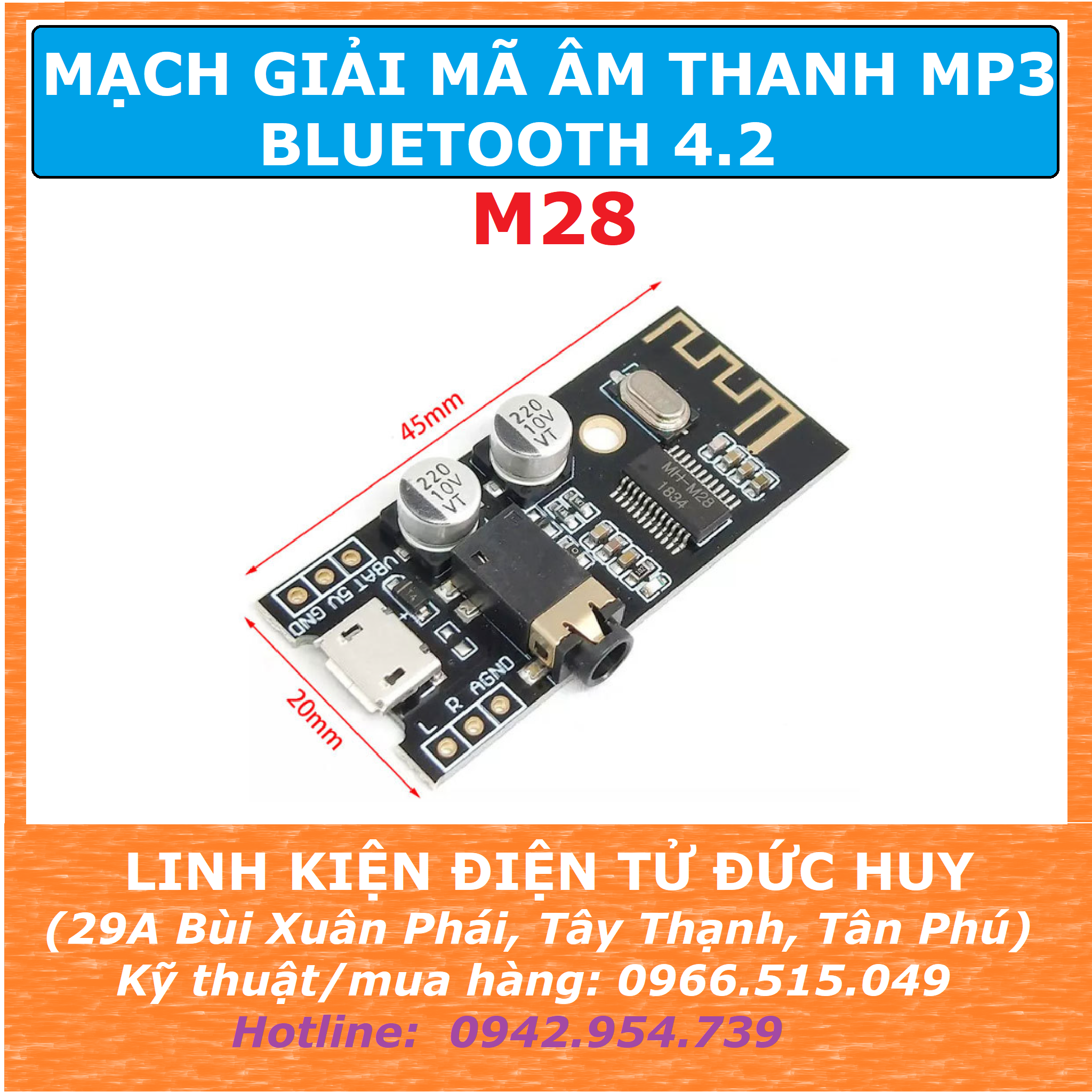 MH M28 Module mạch Bluetooth 4.2 âm thanh – LINH KIỆN ĐIỆN TỬ ĐỨC HUY (29A BÙI XUÂN PHÁI)