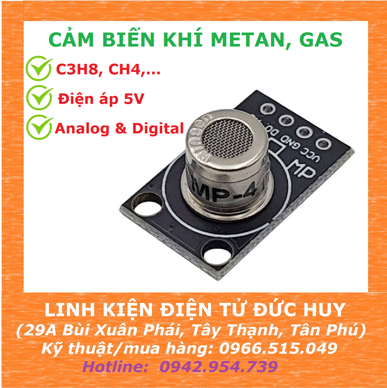 MP4 CẢM BIẾN KHÍ METAN, GAS – LINH KIỆN ĐIỆN TỬ ĐỨC HUY (29A BÙI XUÂN PHÁI)