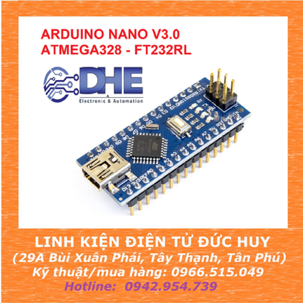 ARDUINO Nano V3.0 ATMEGA328 - FT232RL (Hàn chân sẵn) – LINH KIỆN ĐIỆN TỬ ĐỨC HUY (29A BÙI XUÂN PHÁI)
