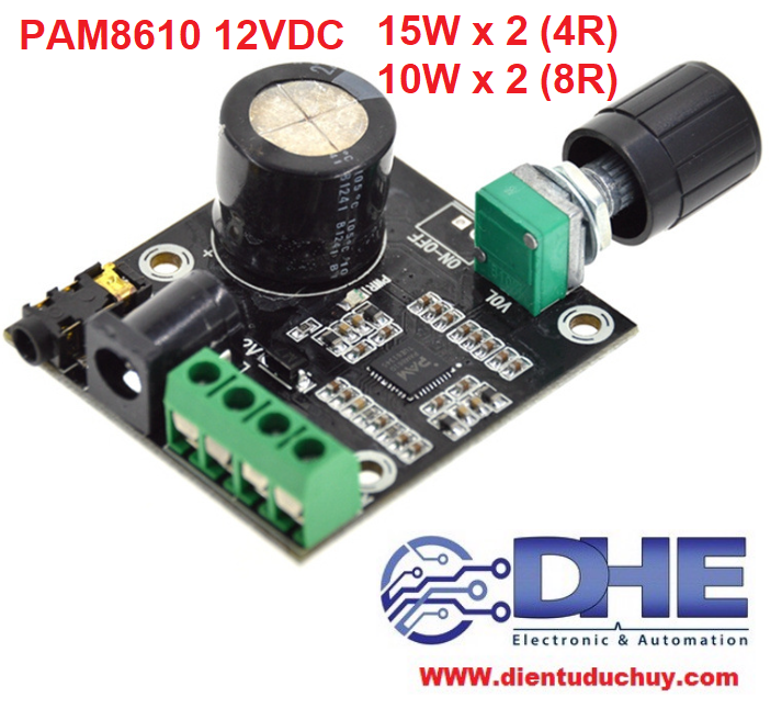 MẠCH KHUẾCH ĐẠI ÂM THANH PAM8610 12VDC 15W X 2 – LINH KIỆN ĐIỆN TỬ ĐỨC ...