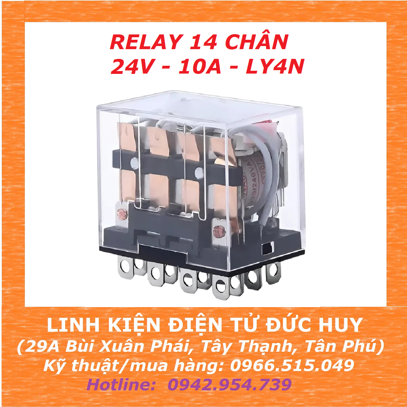 Relay kiếng, relay trung gian 14 chân, 24v 10A, LY4N – LINH KIỆN ĐIỆN ...