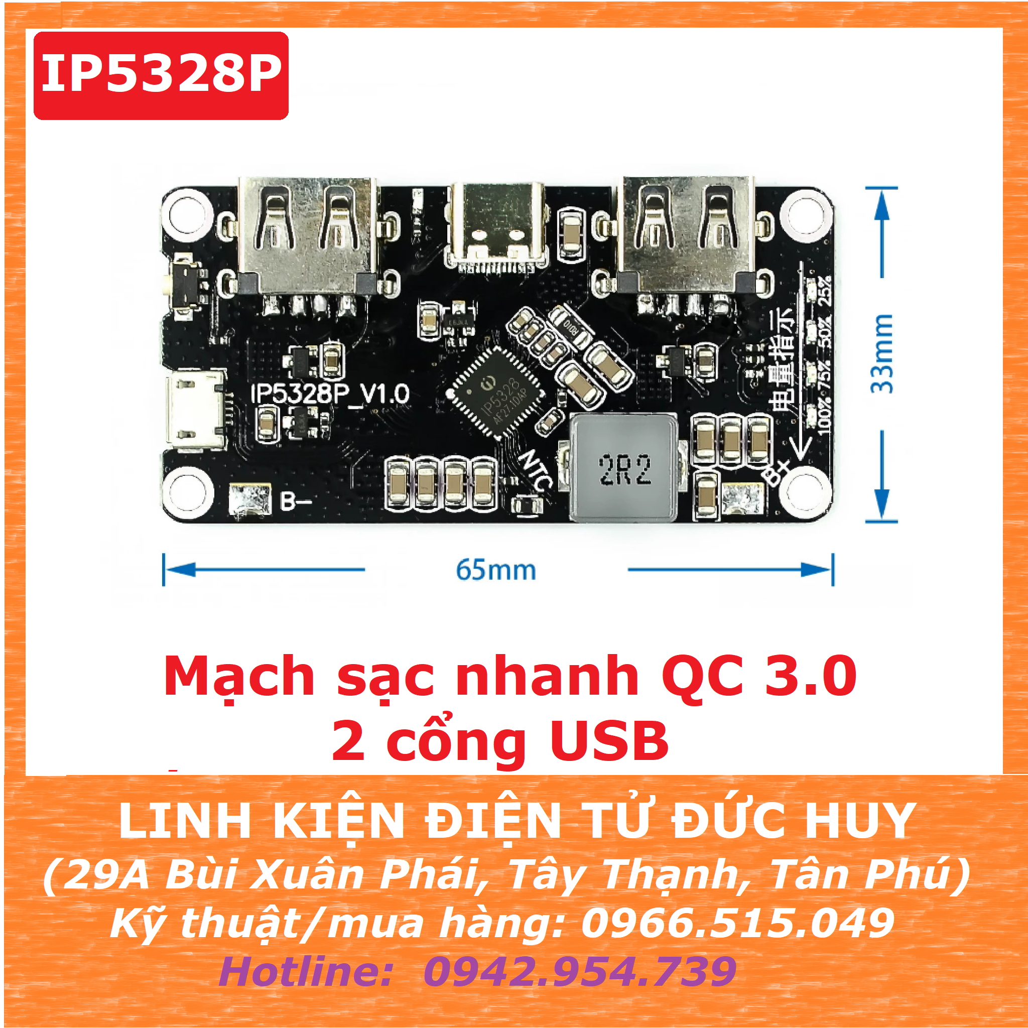 Mạch sạc pin dự phòng sạc nhanh PD2.0 QC2.0 QC3.0 2 cổng USB IP5328P – LINH KIỆN ĐIỆN TỬ ĐỨC HUY ...