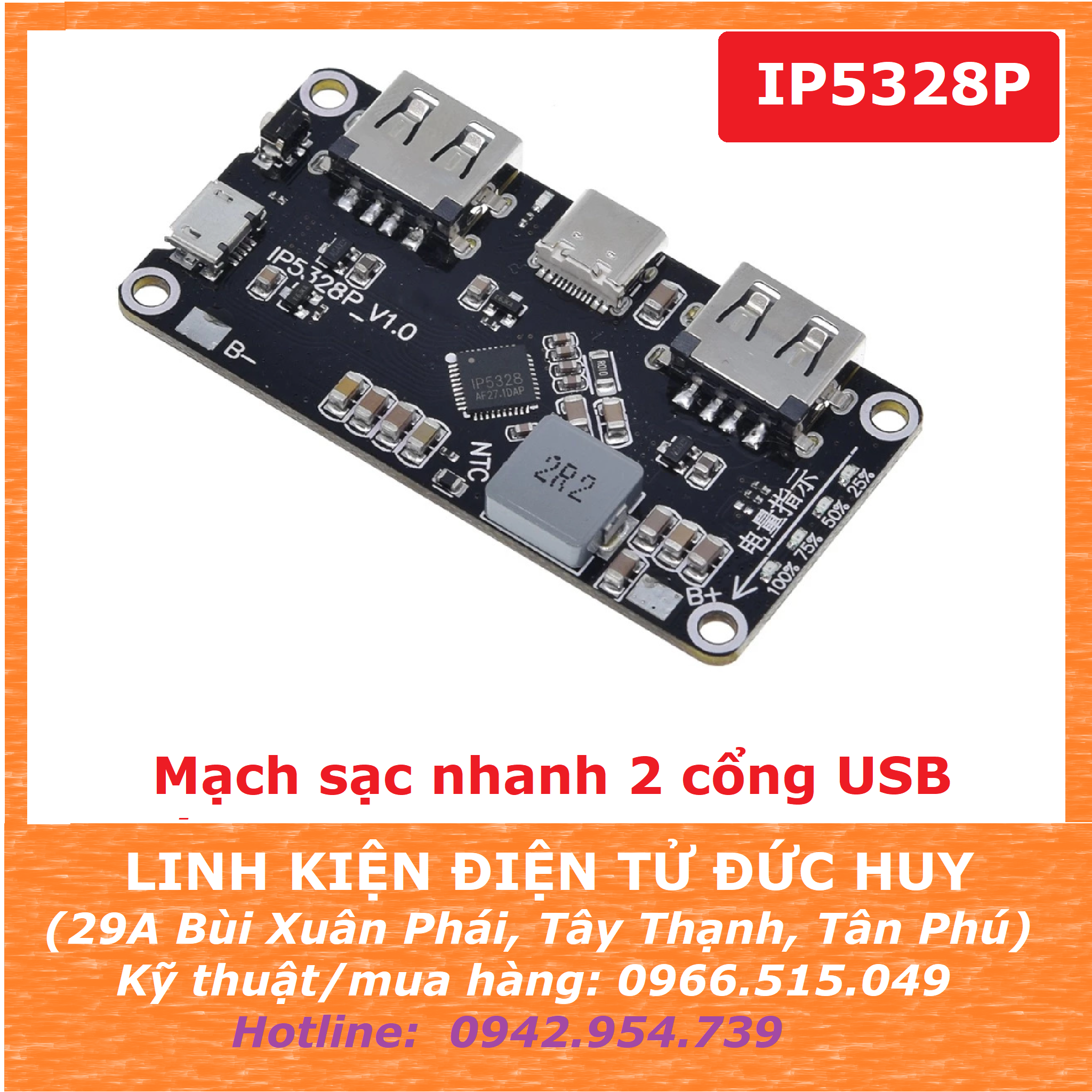 Mạch sạc pin dự phòng sạc nhanh PD2.0 QC2.0 QC3.0 2 cổng USB IP5328P – LINH KIỆN ĐIỆN TỬ ĐỨC HUY ...