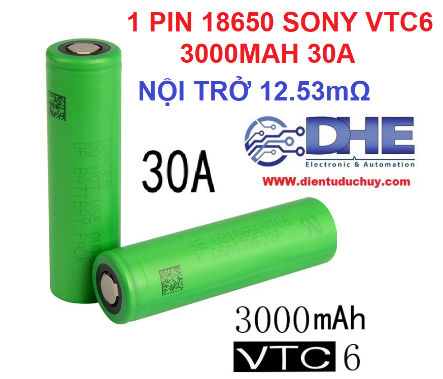1 PIN SONY VTC6 18650 3000MAH, XẢ 30A – LINH KIỆN ĐIỆN TỬ ĐỨC HUY (29A ...
